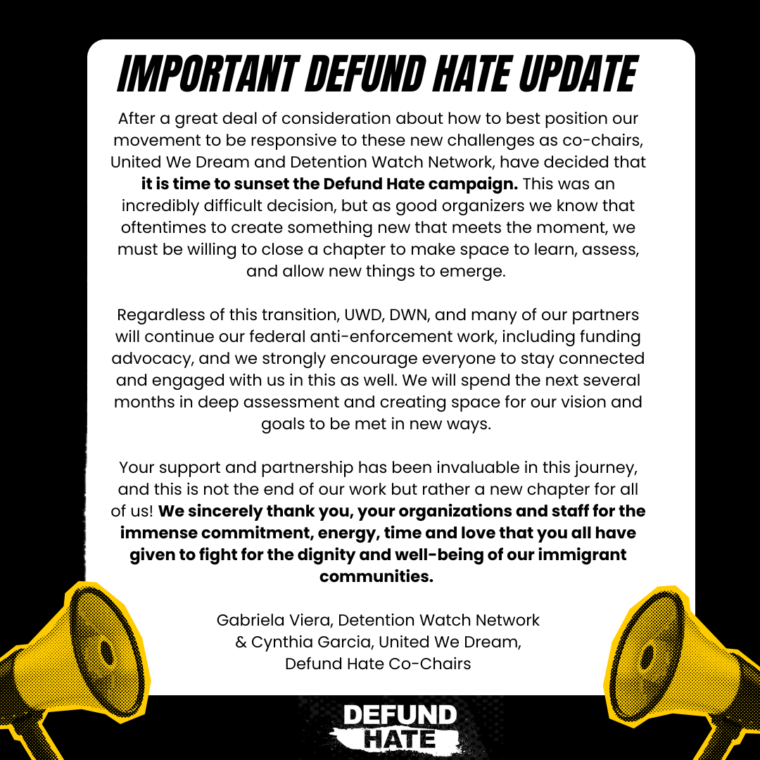 Defund Hate | Detention Watch Network